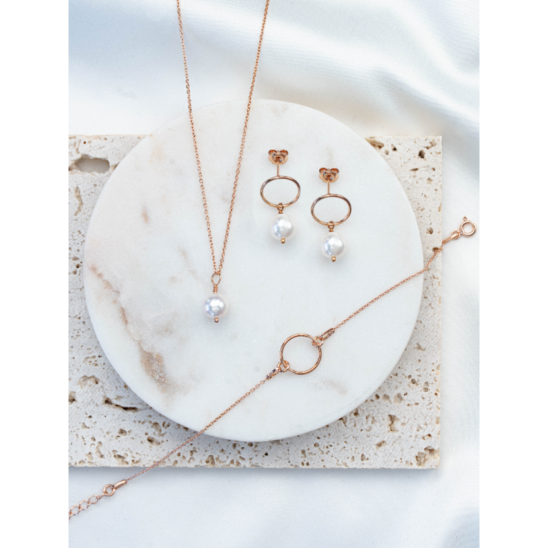 Parure de bijoux mariée Toni or rose – Perlenbräute